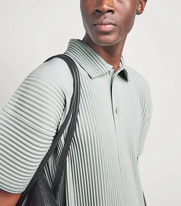 Issey Miyake Pleated Polo Shirt - Blue