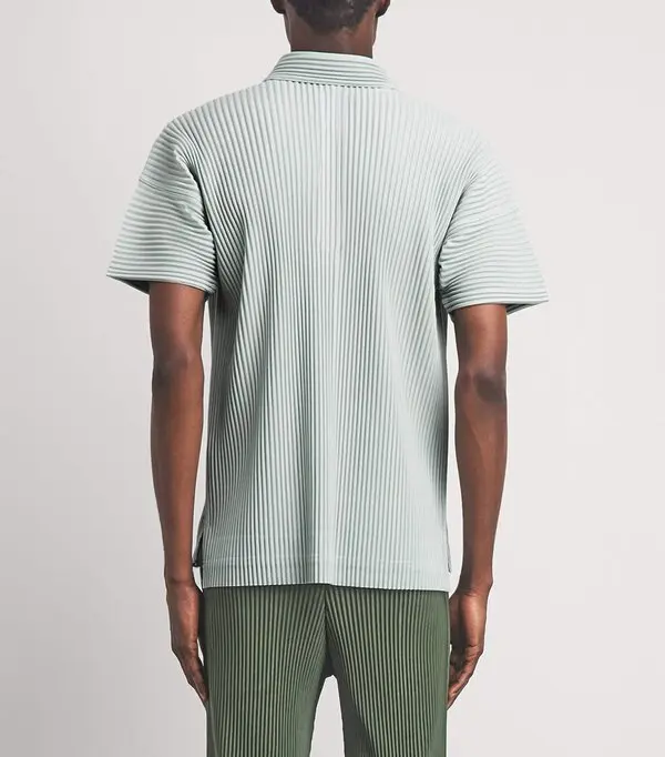 Issey Miyake Pleated Polo Shirt - Blue