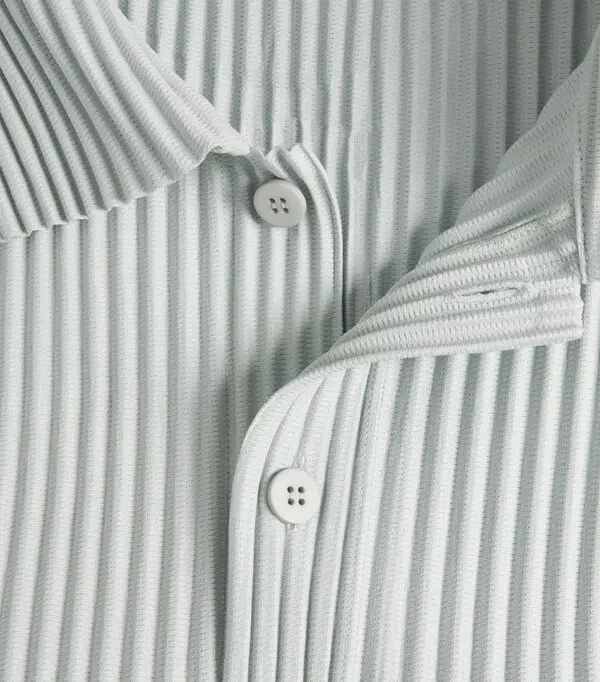 Issey Miyake Pleated Polo Shirt - Blue