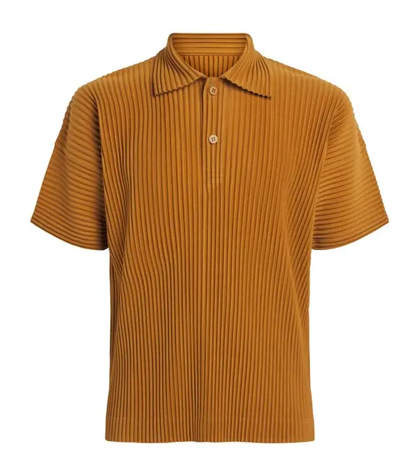 Issey Miyake Pleated Polo Shirt - Brown
