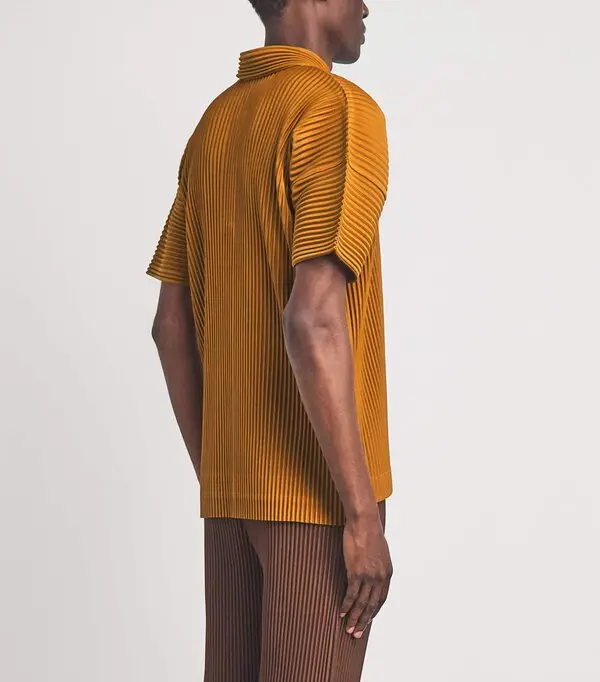 Issey Miyake Pleated Polo Shirt - Brown