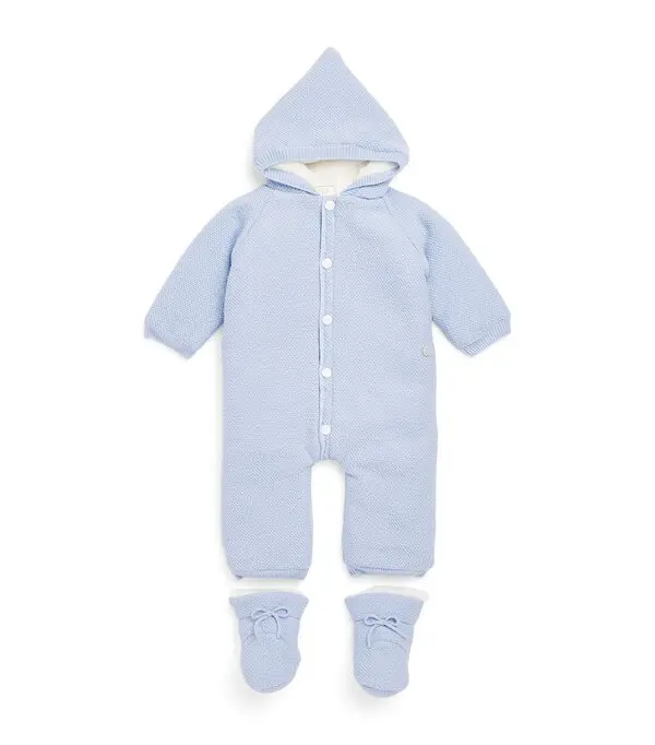 PAZ RODRIGUEZ Virgin Wool Snowsuit And Booties Set - Blue
