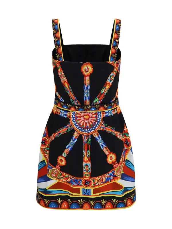 Dolce & Gabbana Fitted Printed Boat-neck Dress