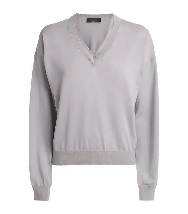 Fabiana Filippi Virgin Wool-cotton Embellished Sweater - Grey