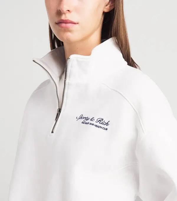 SPORTY & RICH Embroidered Quarter-zip Sweatshirt