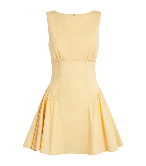 Staud Cotton Poplin Gwen Mini Dress - Yellow