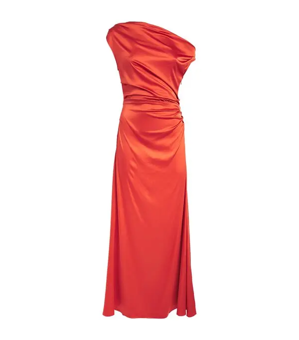 Staud Silk-blend Phare Maxi Dress - Orange
