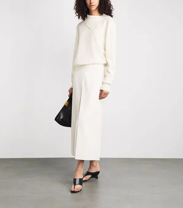 RÓHE Asymmetrical Collar Merino Wool Polo Sweater