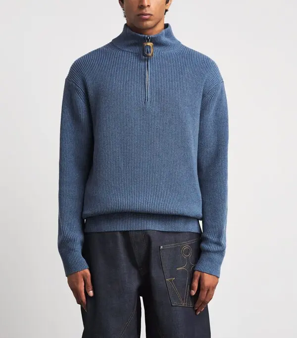 JW Anderson Wool-cotton Half-zip Sweater