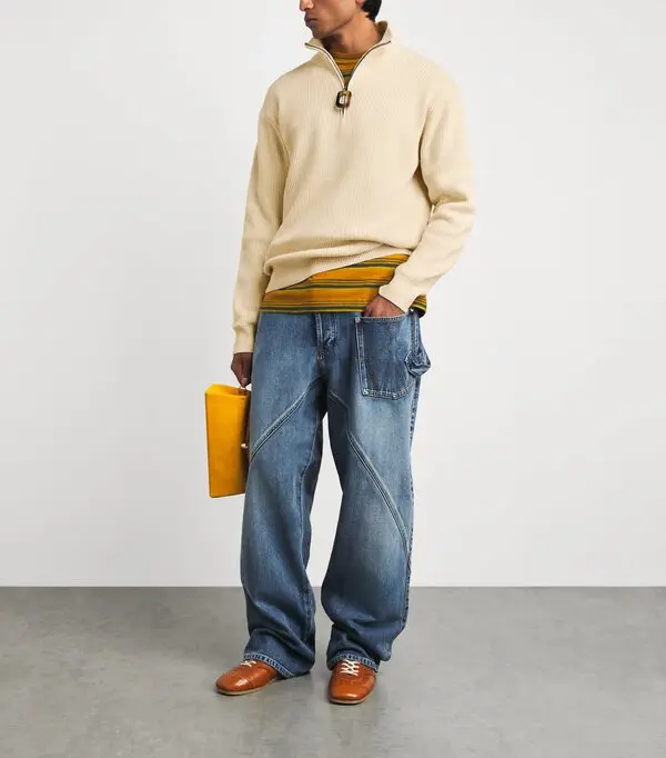 JW Anderson Wool-cotton Half-zip Sweater
