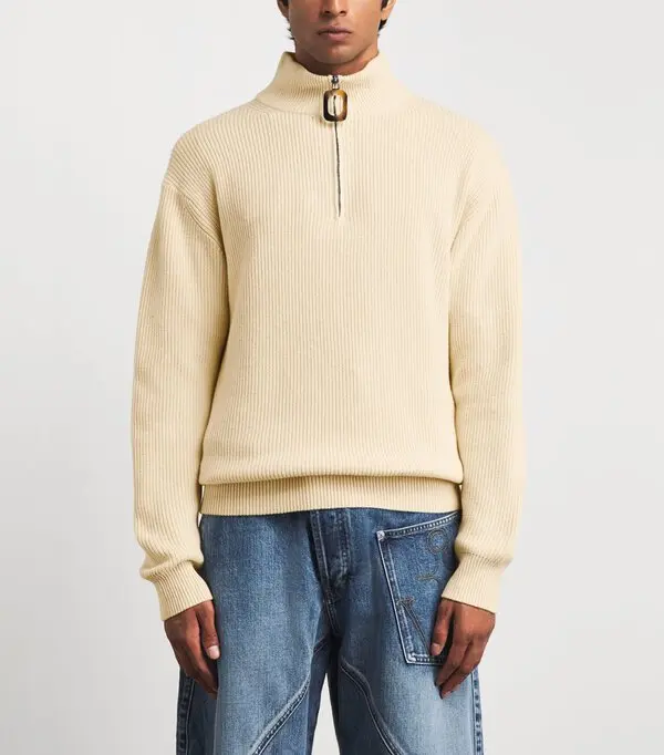 JW Anderson Wool-cotton Half-zip Sweater