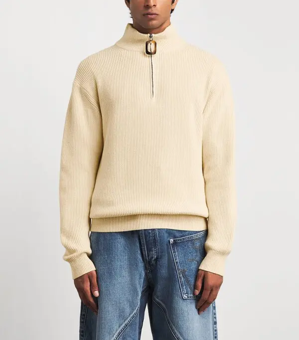JW Anderson Wool-cotton Half-zip Sweater - Ivory