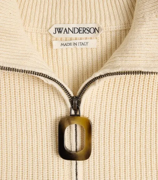 JW Anderson Wool-cotton Half-zip Sweater - Ivory