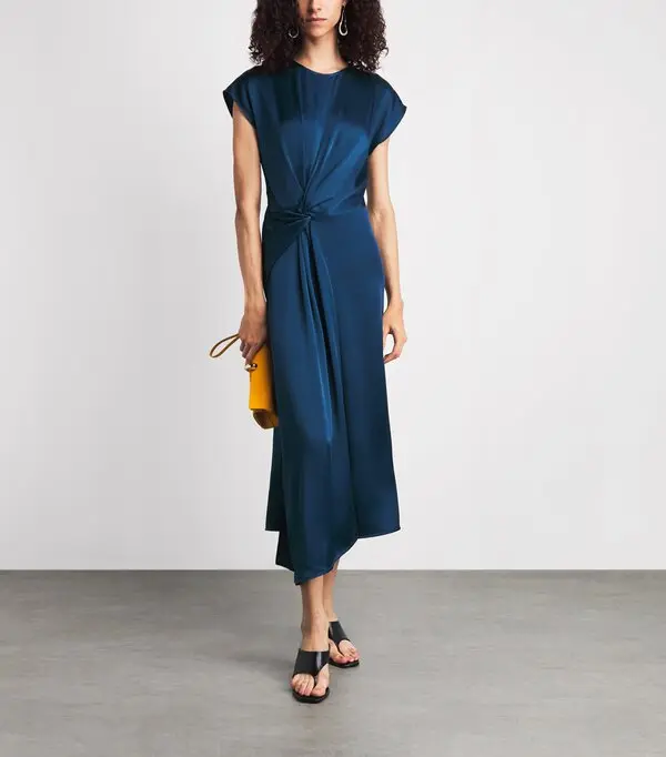 Victoria Beckham Satin Aria Midi Dress - Blue