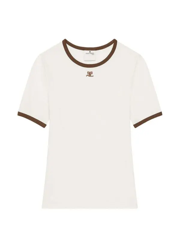 COURREGES T-shirt With Contrasting Trim - White