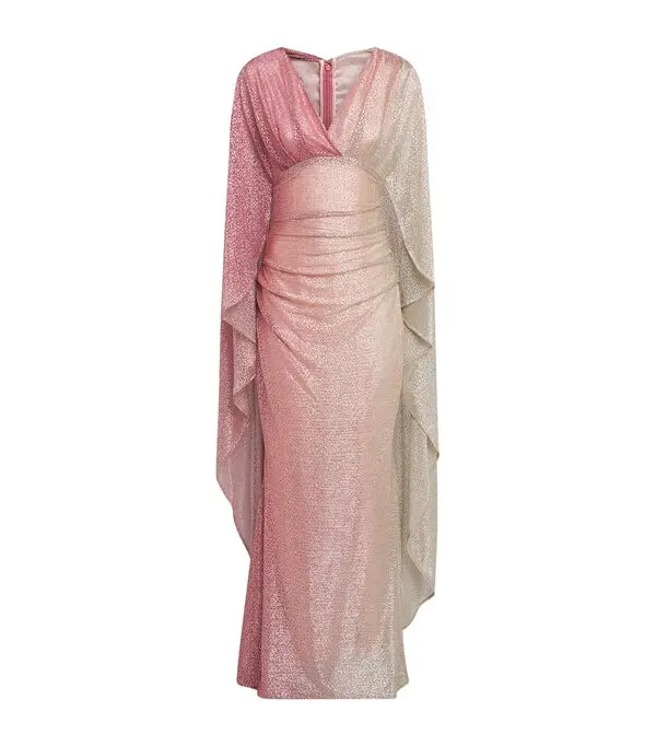 Talbot Runhof Ombré Voile Cape Gown - Pink