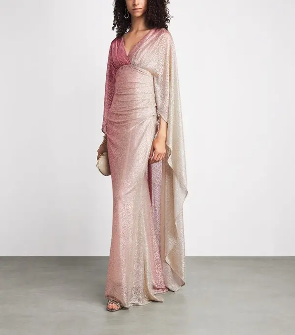Talbot Runhof Ombré Voile Cape Gown