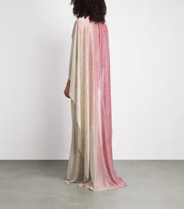 Talbot Runhof Ombré Voile Cape Gown