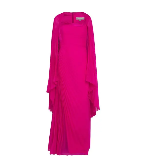 GAURAV GUPTA Pleated Cape Freya Gown - Pink