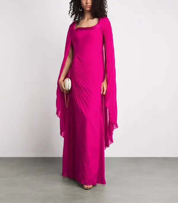 GAURAV GUPTA Pleated Cape Freya Gown