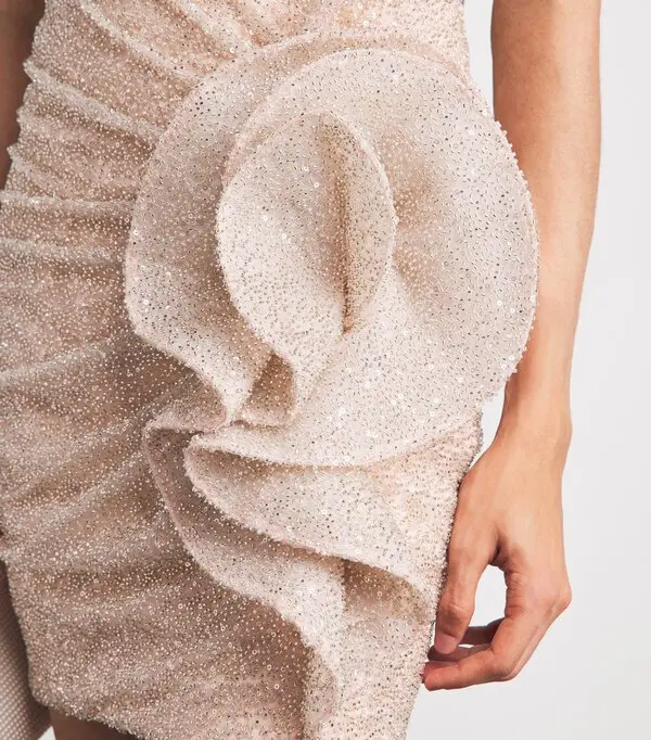 GAURAV GUPTA Ruffle Sequin Auror Mini Dress