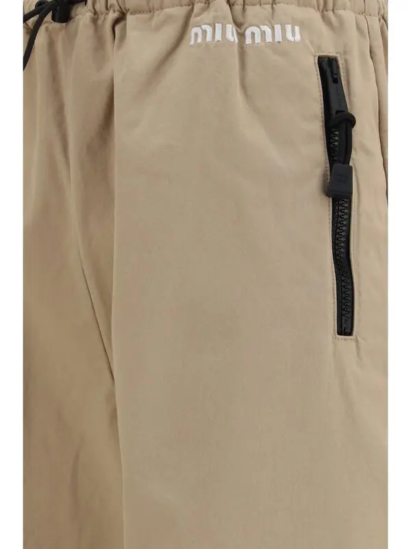 Miu Miu Elasticated Waist And Hem Cotton Gabardine Pants
