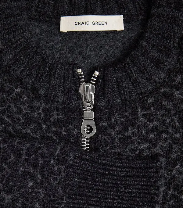CRAIG GREEN Wool-blend Zip-up Sweater - Black