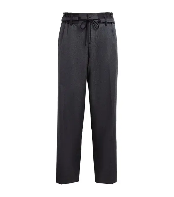 CRAIG GREEN Wool Lace Wide-leg Trousers - Grey
