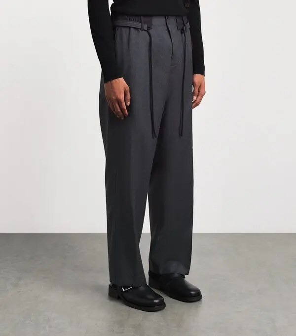 CRAIG GREEN Wool Lace Wide-leg Trousers - Grey