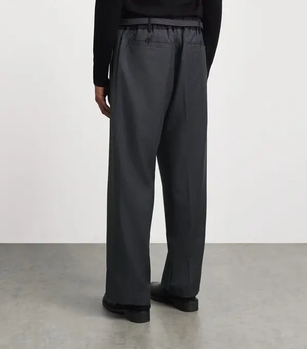 CRAIG GREEN Wool Lace Wide-leg Trousers - Grey