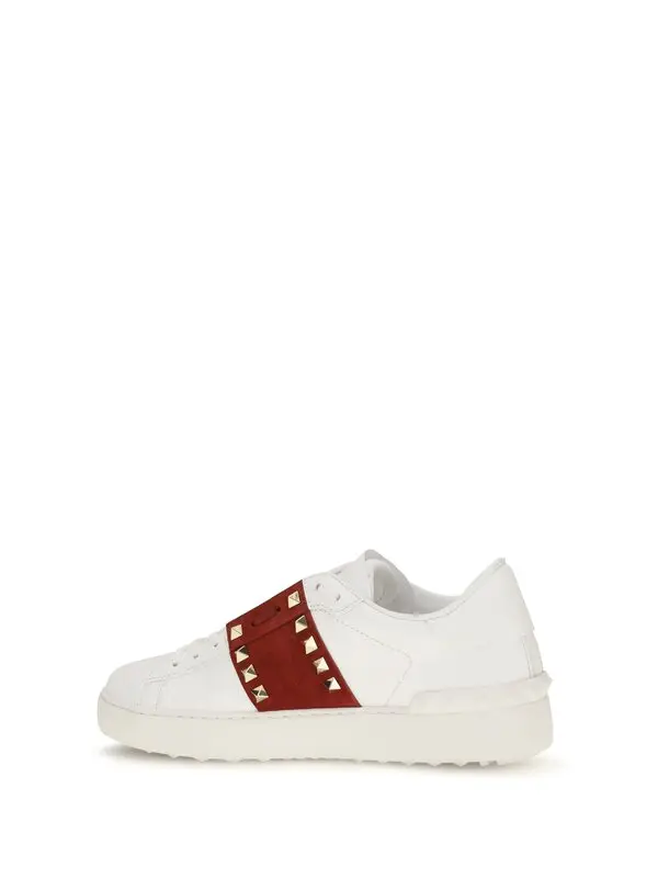 Valentino Garavani Rockstud Untitled Sneakers With Suede Band - White