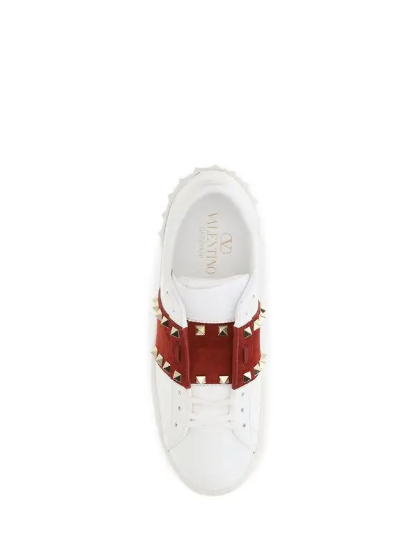 Valentino Garavani Rockstud Untitled Sneakers With Suede Band - White