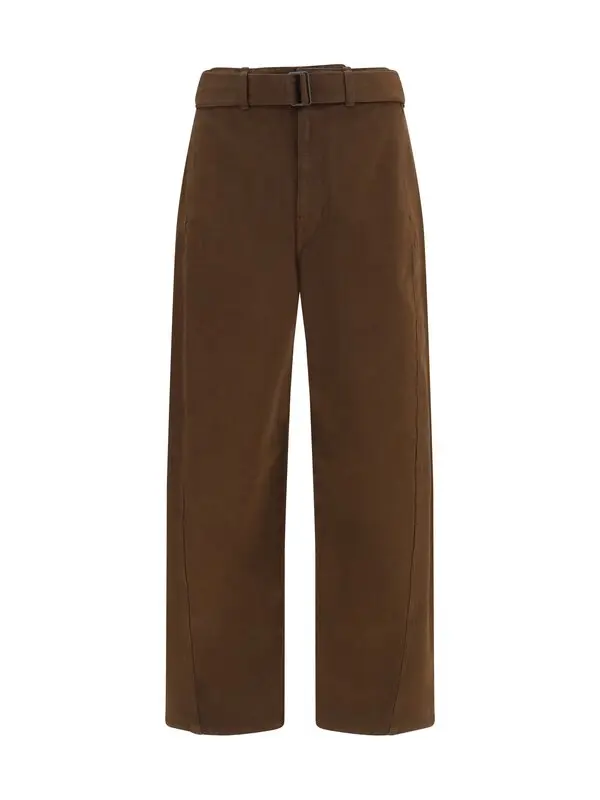 LEMAIRE Heavy Dyed Twill Belted Pants - Brown