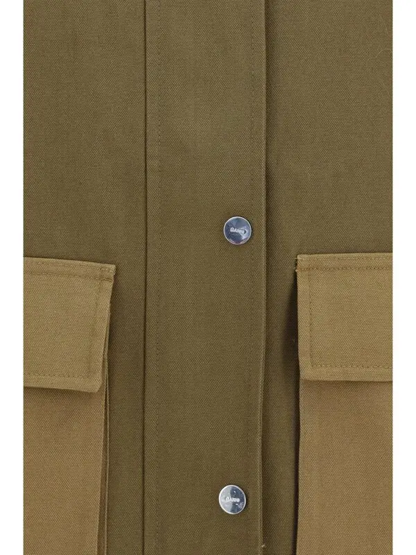 GANNI Oversized Cotton Jacket With Snap Button Closure