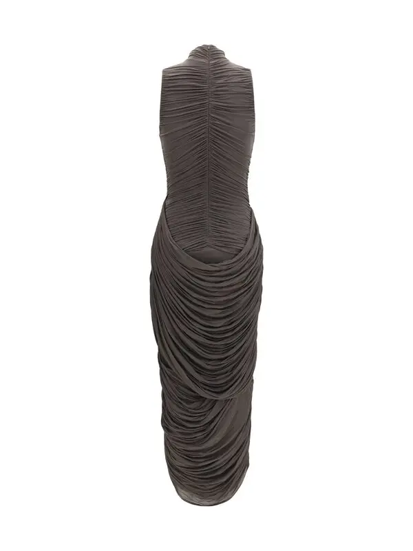 Magda Butrym Draped High-neck Midi Dress - Gray