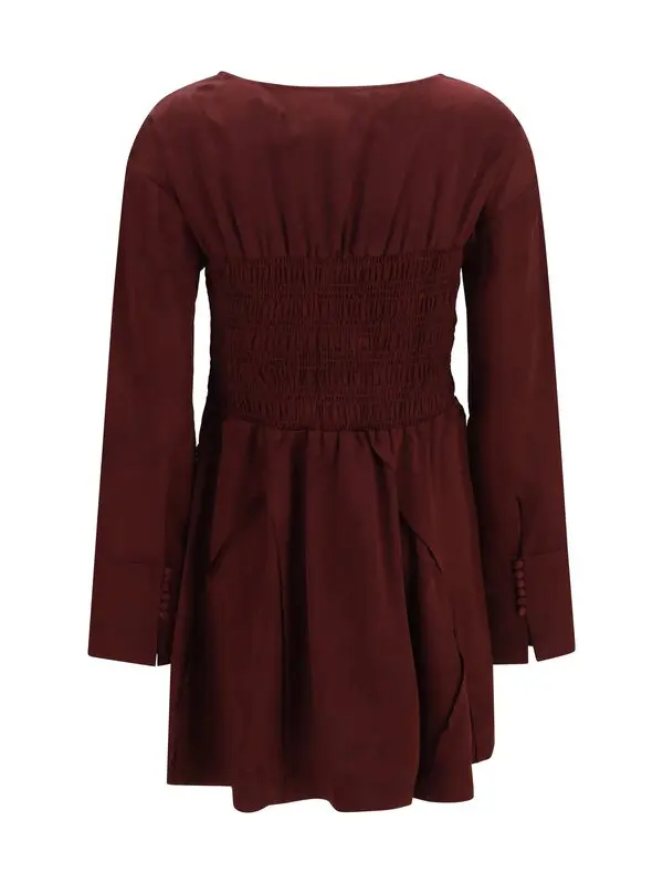 GANNI Long-sleeve Satin Mini Dress - Multicolor