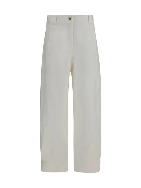 Max Mara Adorni Cropped Pants With Contrast Stitching - White