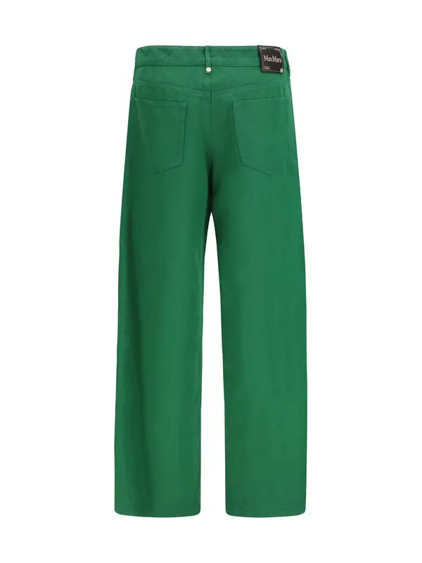 Max Mara Cotton And Linen Blend Pants - Green