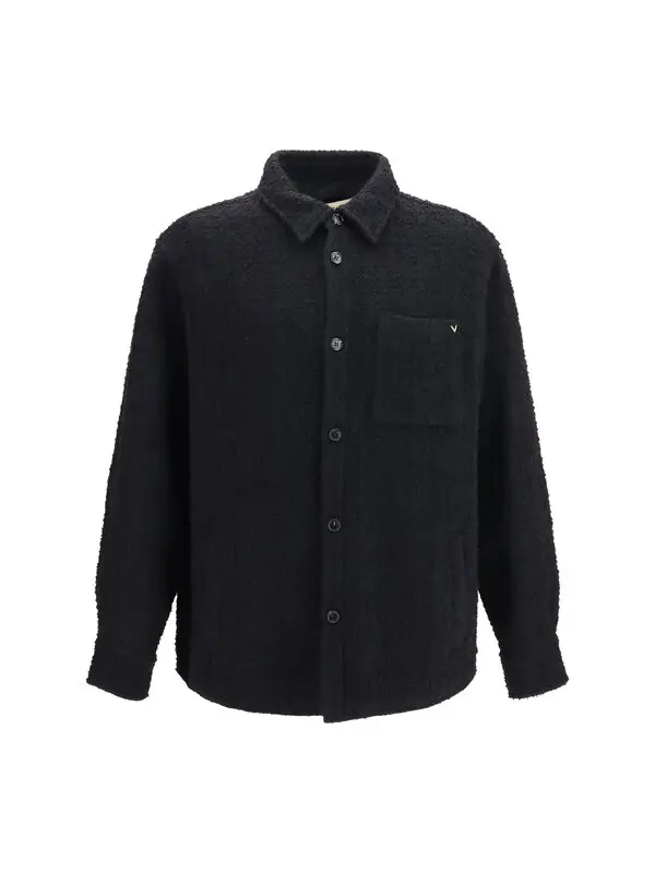 Valentino Garavani Textured High-neck Jacket - Black