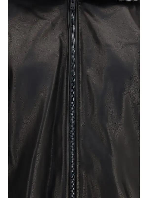 Acne Studios Leather Jacket With High Collar