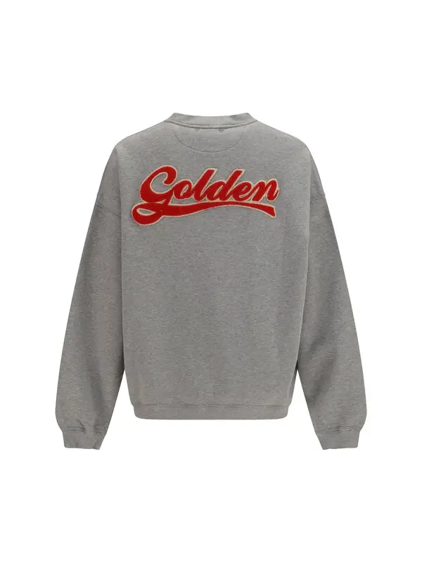 GOLDEN GOOSE Oversized Crewneck Sweater With Teddy Lettering - Gray
