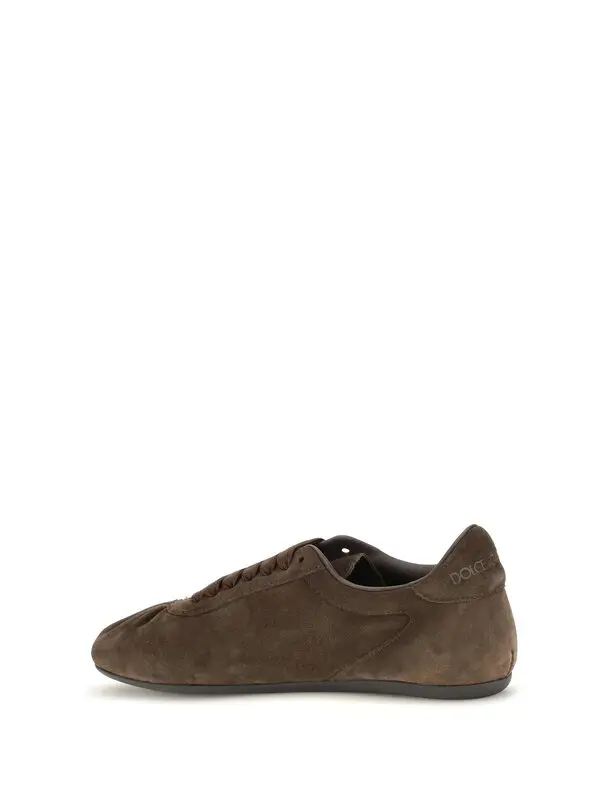 Dolce & Gabbana Low-top Suede Sneakers With Metal Dg Logo