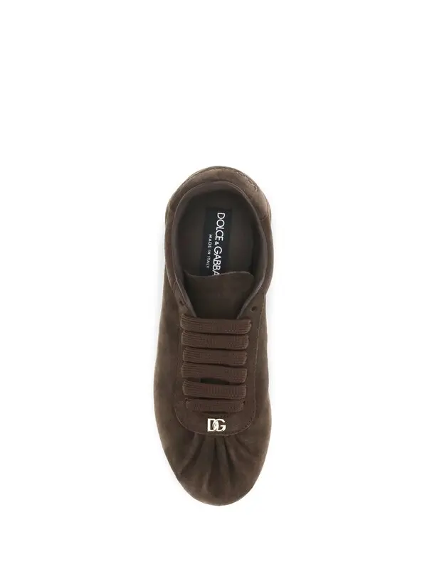 Dolce & Gabbana Low-top Suede Sneakers With Metal Dg Logo