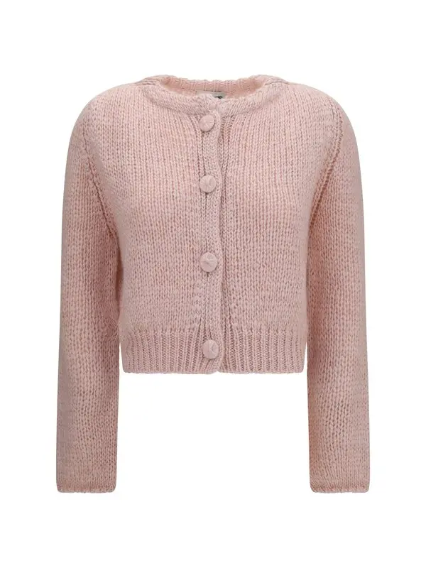 FORTE_FORTE Chunky Knit Buttoned Cardigan - Pink