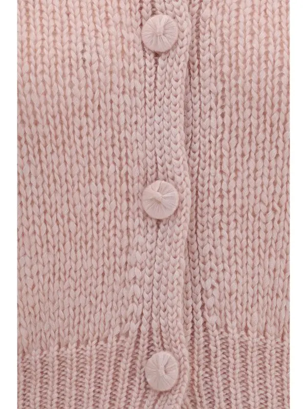FORTE_FORTE Chunky Knit Buttoned Cardigan - Pink