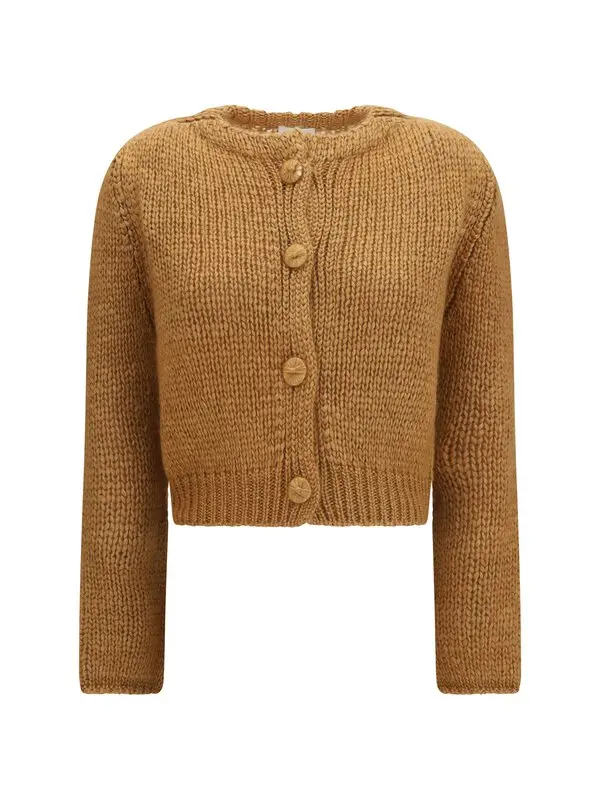 FORTE_FORTE Chunky Knit Cardigan With Buttons - Brown