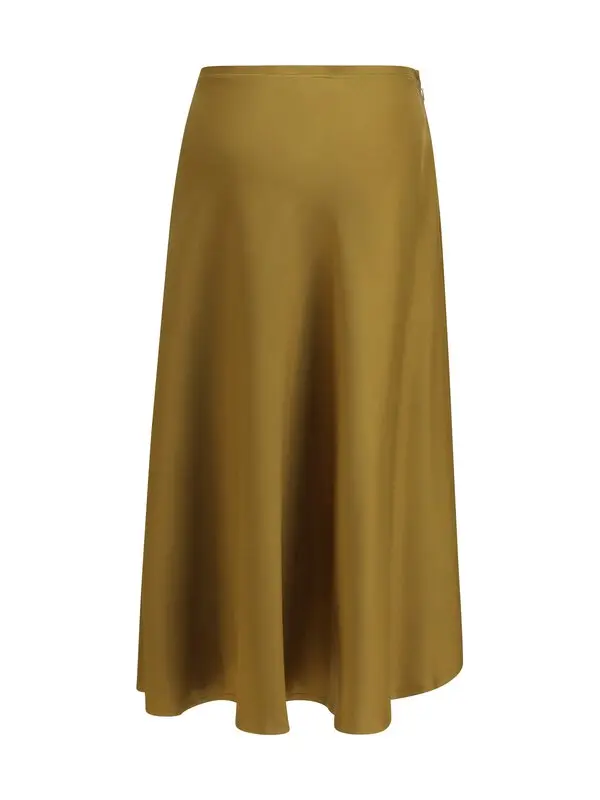 GANNI Satin Midi Skirt With Tie Detail And Slit - Green