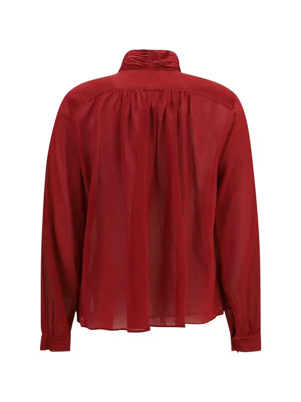 FORTE_FORTE Pleated High-neck Blouse - Red