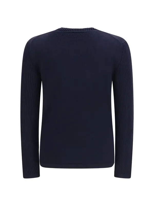 Prada Virgin Wool Crew Neck Sweater With Chest Pocket
