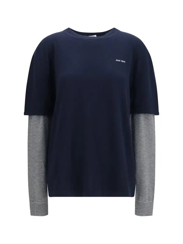 Miu Miu Long-sleeve Layered Sweater - Blue
